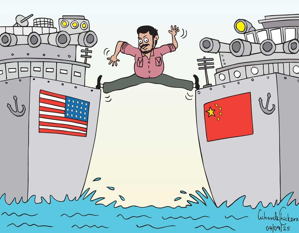 Cartoon of the Day 04-09-2025: Caught Between Giants - The Balancing ...