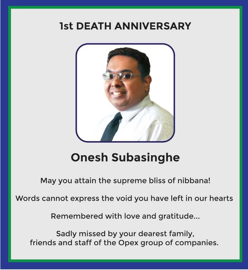 Onesh Subasinghe - Acknowledgement | Daily Mirror