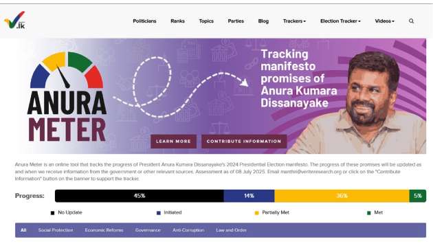 Manthri.lk launches “Anura Meter” to track key election promises - Breaking News | Daily Mirror