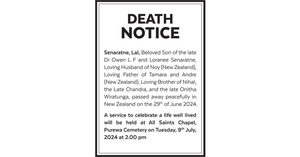 DEATH NOTICE - Obituaries | Daily Mirror