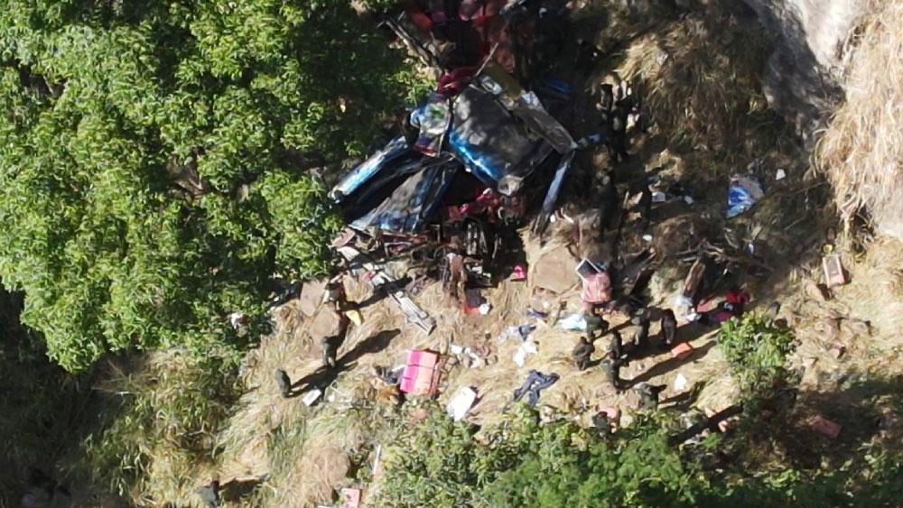 Aerial view of the Ella bus crash site - Caption Story | Daily Mirror