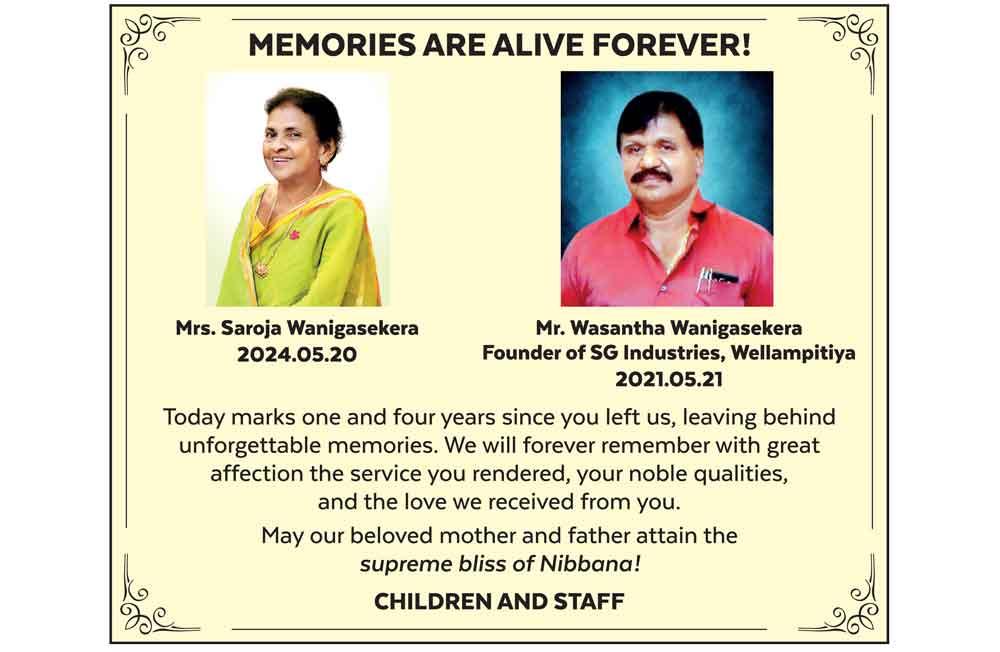 Mrs. Saroja Wanigasekera & Mr.Wasantha Wanigasekera - Acknowledgement ...