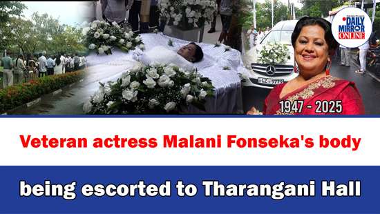 Veteran actress Malani Fonseka’s body being escorted to Tharangani Hall ...