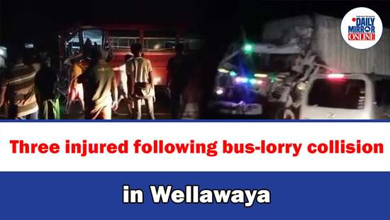Three injured following bus-lorry collision in Wellawaya - DM Videos ...